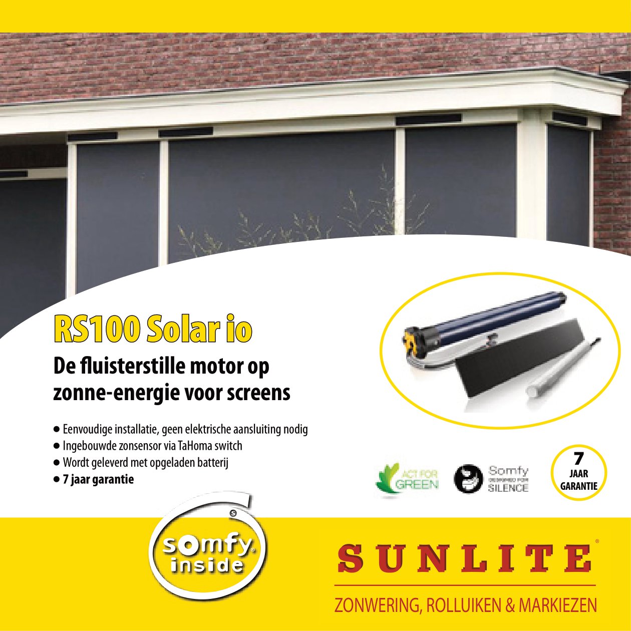 Zip-Screen Somfy iO Solar - Sunlite Haarlem